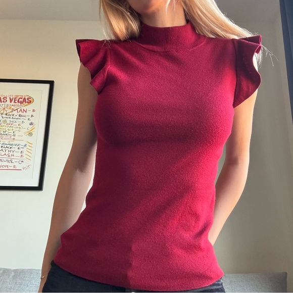 Alice + Olivia | Sweaters | Alice And Olivia Red Ruffled Sleeveless ...